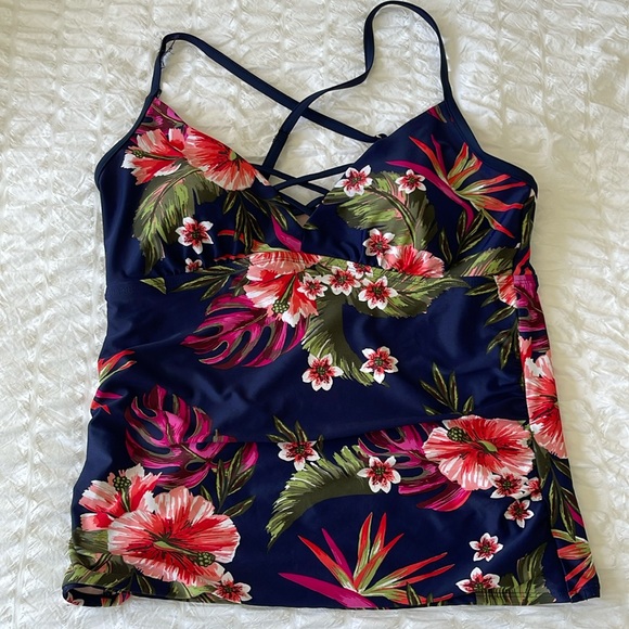 Kona Sol | Swim | Beautiful Floral Cami Swim Suit Top With Cross Cross ...